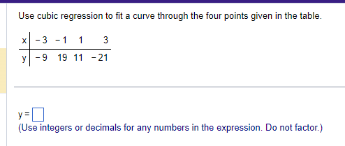 Solved Use cubic regression to fit a curve through the four | Chegg.com