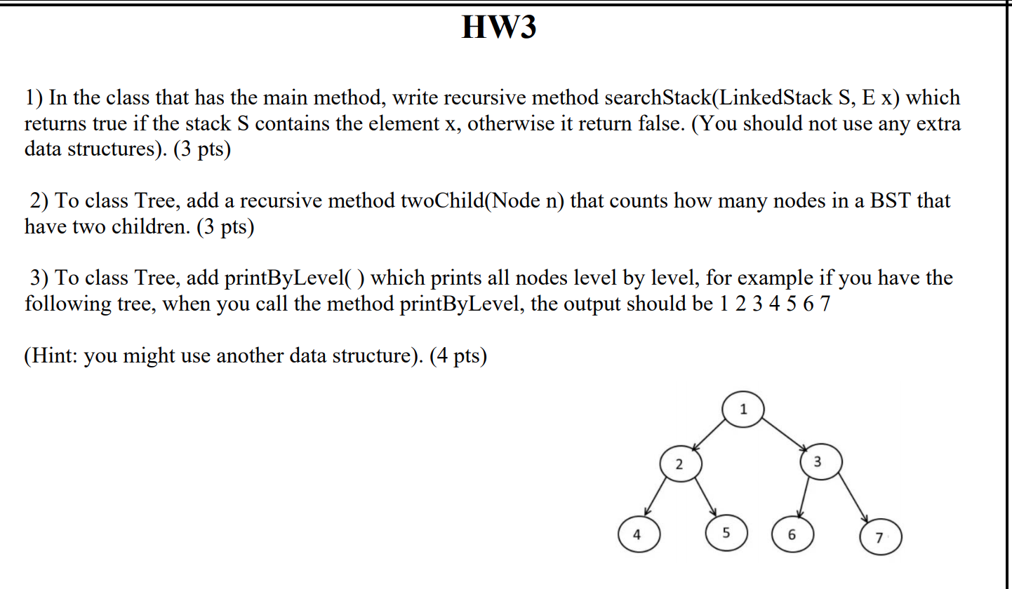 Solved HW3 1) In the class that has the main method, write | Chegg.com
