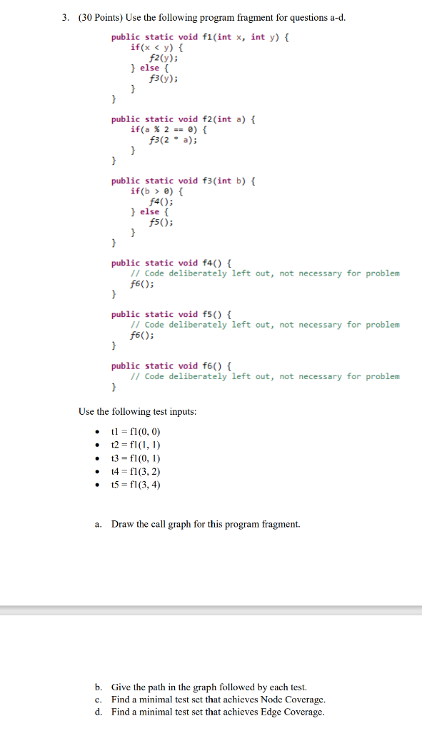 Solved 3. (30 Points) Use the following program fragment for | Chegg.com