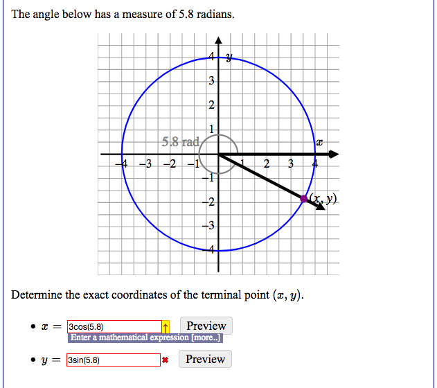 Solved The angle below has a measure of 5.8 radians. 3 2 32 | Chegg.com