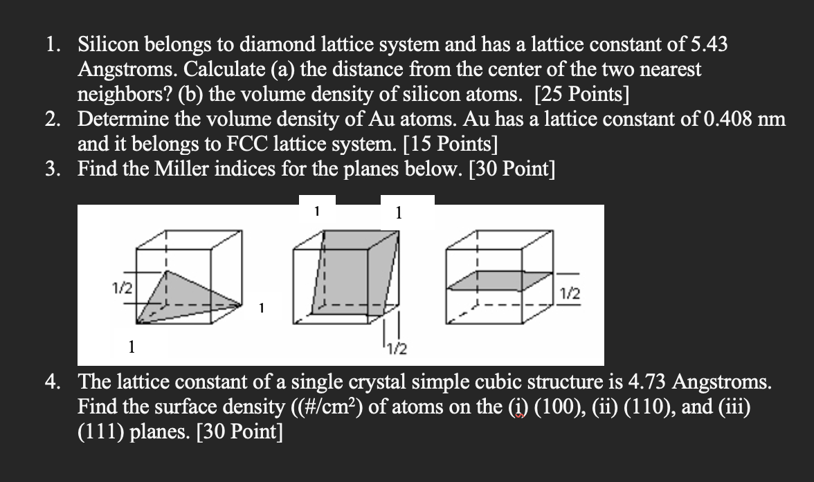 Solved Silicon belongs to diamond lattice system and has a | Chegg.com
