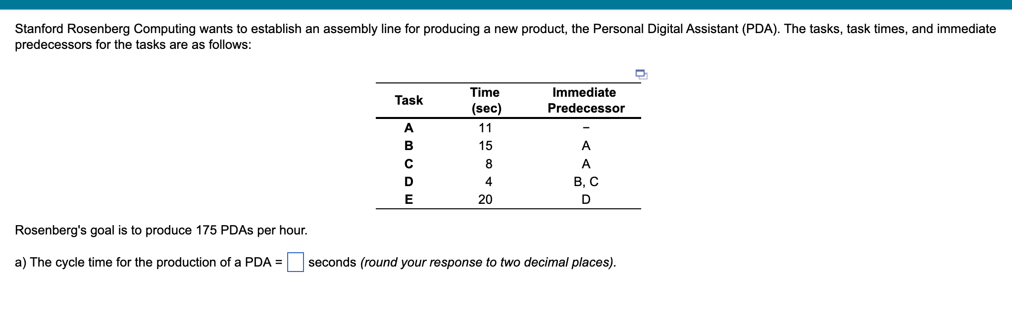 Solved b) The total operational time for the complete | Chegg.com