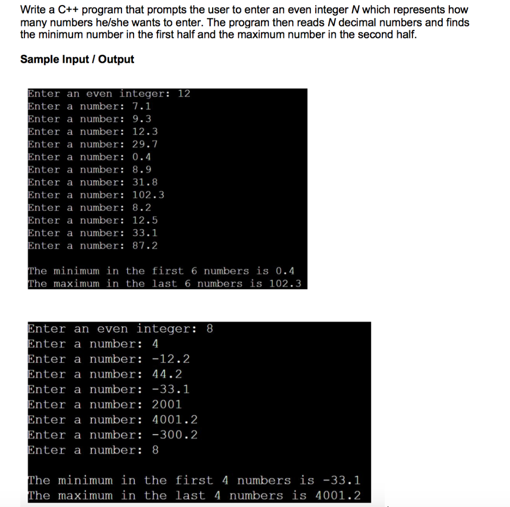 Solved Write a C++ program that prompts the user to enter an | Chegg.com