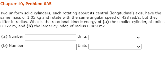 Solved Chapter 10, Problem 035 Two uniform solid cylinders, | Chegg.com