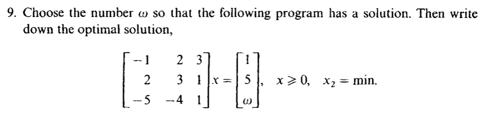 Solved 9. Choose the number ω so that the following program | Chegg.com