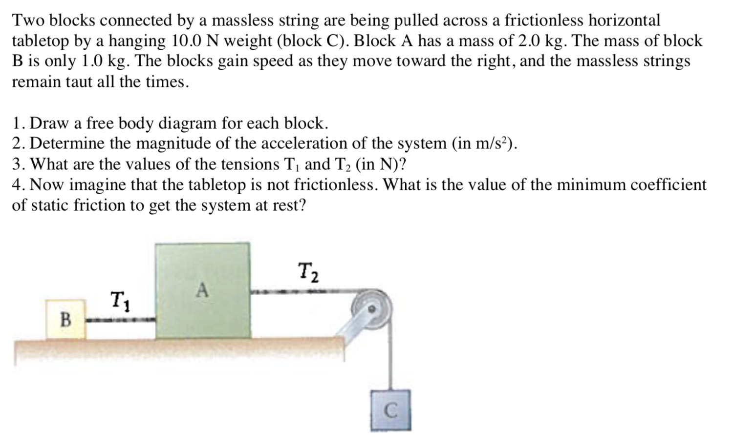 Solved Two blocks connected by a massless string are being | Chegg.com
