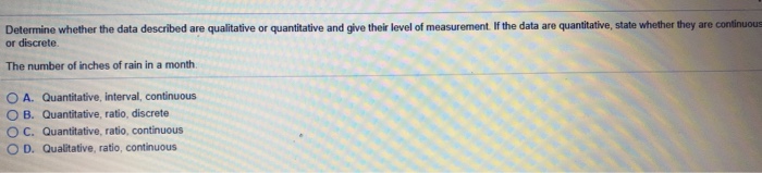 Solved Determine whether the data described are qualitative | Chegg.com