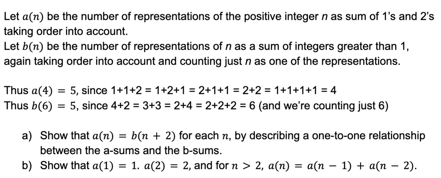 Solved Let a(n) be the number of representations of the | Chegg.com