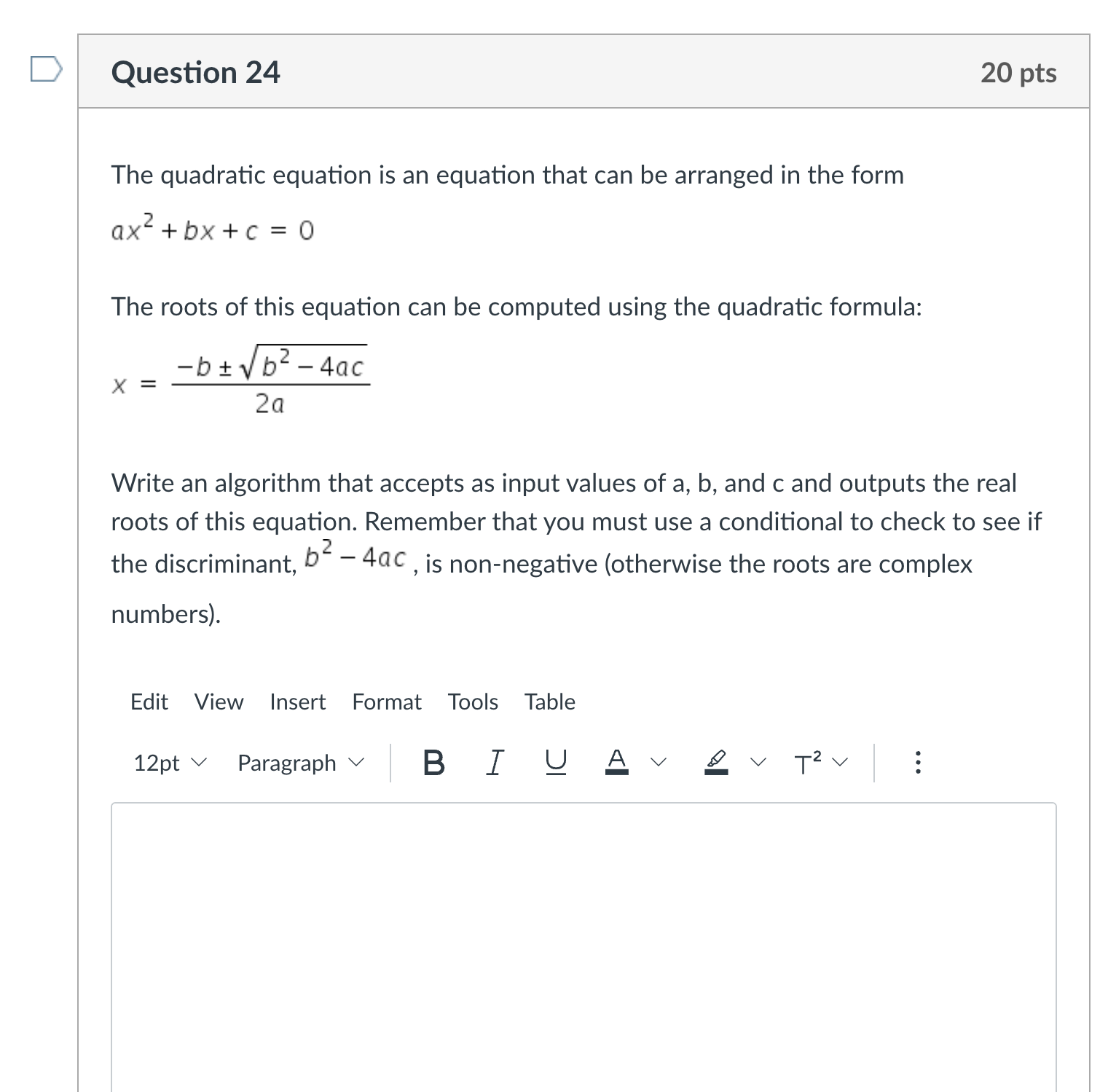 Solved The quadratic equation is an equation that can be | Chegg.com