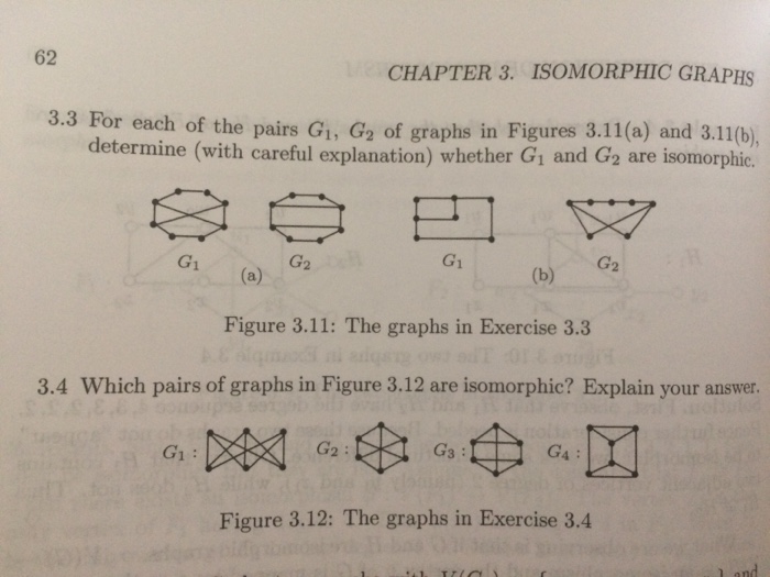 Solved 62 CHAPTER 3. ISOMORPHIC GRAPHS 3.3 For each of the | Chegg.com