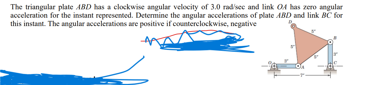 Solved The triangular plate ABD has a clockwise angular | Chegg.com