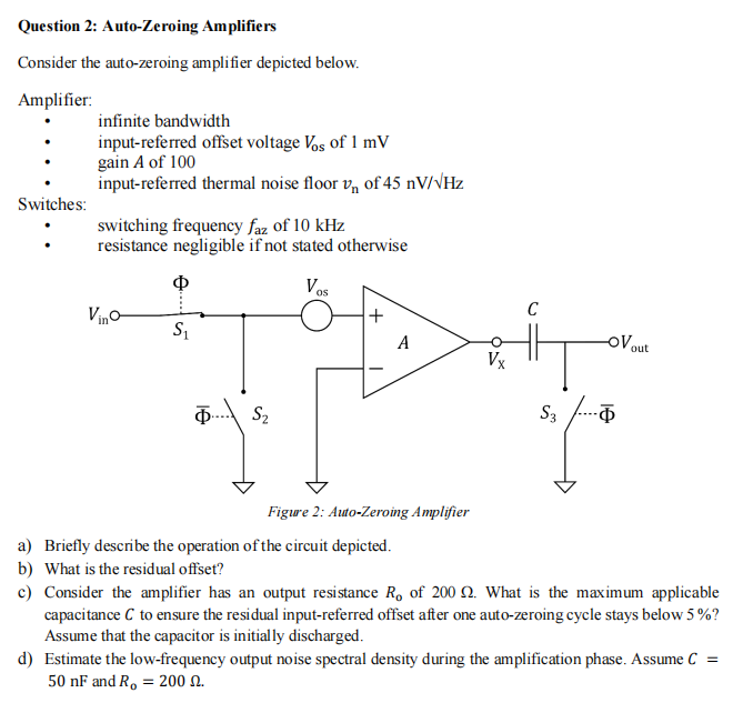 Solved Question 2: Auto-Zeroing Amplifiers Consider the | Chegg.com
