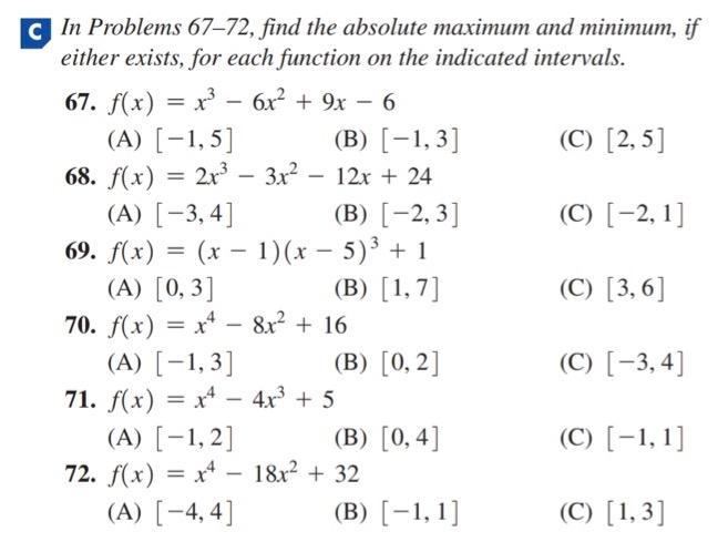 Solved In Problems 67-72, find the absolute maximum and | Chegg.com