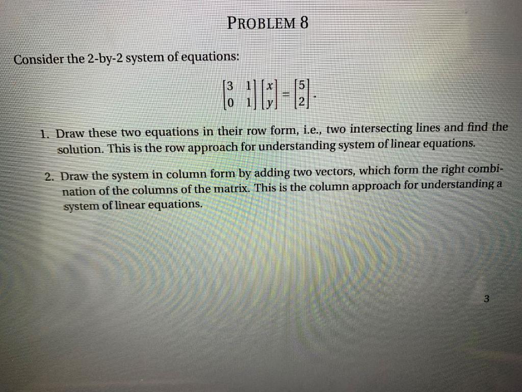 Solved PROBLEM 8 Consider the 2-by-2 system of equations: 3 | Chegg.com