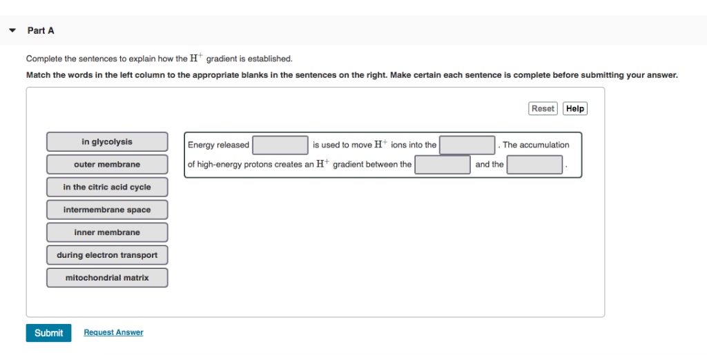 Solved Part A Complete the sentences to explain how the H+ | Chegg.com