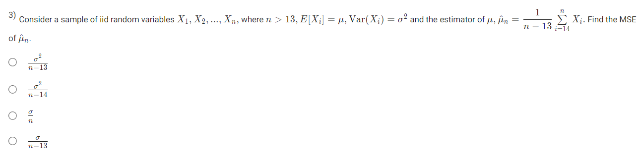 Solved Consider a sample of ﻿iid random variables | Chegg.com