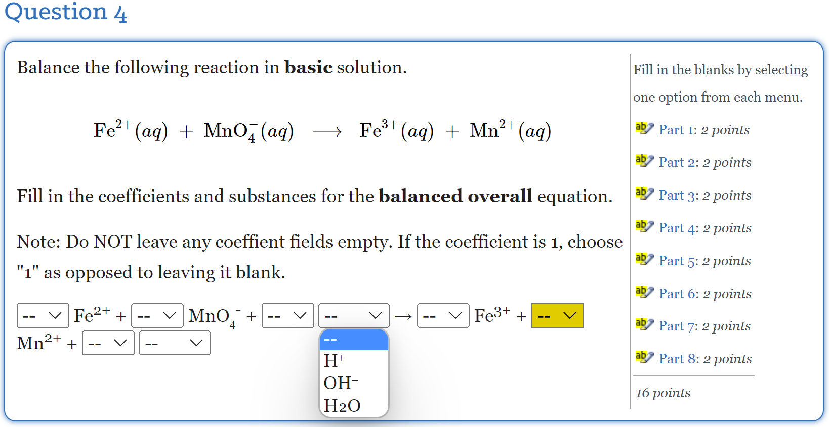 Solved Balance the following reaction in basic | Chegg.com