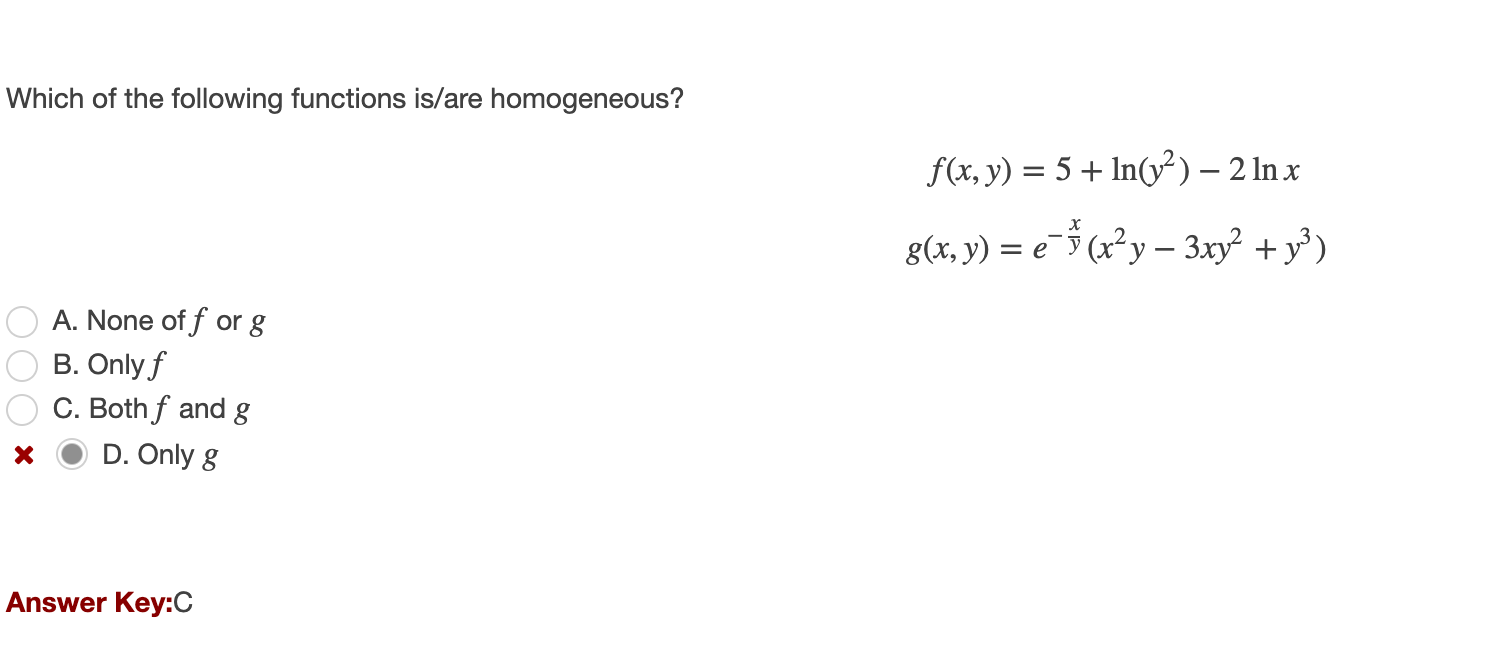 Solved Which of the following functions is/are homogeneous? | Chegg.com