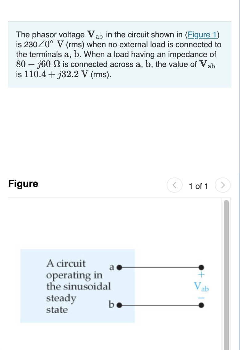 Solved The phasor voltage Vab in the circuit shown in | Chegg.com
