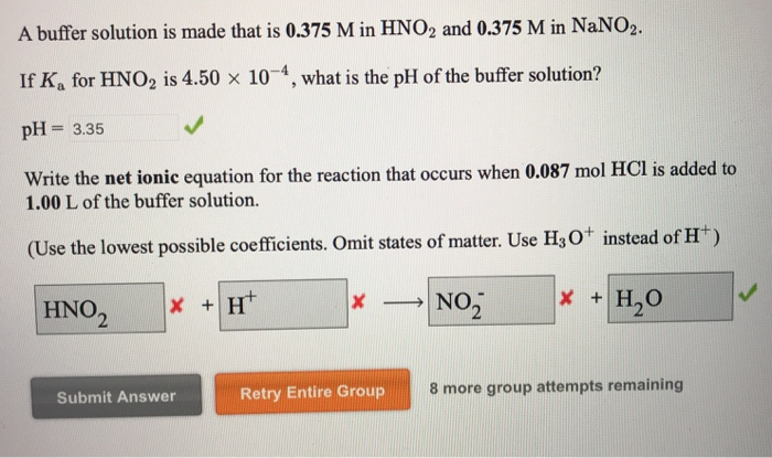 Solved A buffer solution is made that is 0.375 M in HNO2 and | Chegg.com