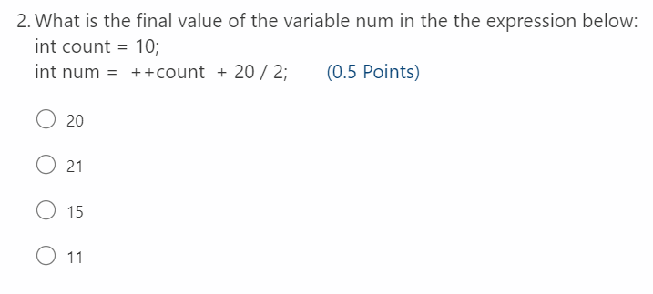 Solved 2 What Is The Final Value Of The Variable Num In The 