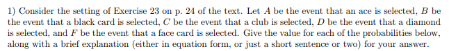 Solved 1) Consider the setting of Exercise 23 on p. 24 of | Chegg.com