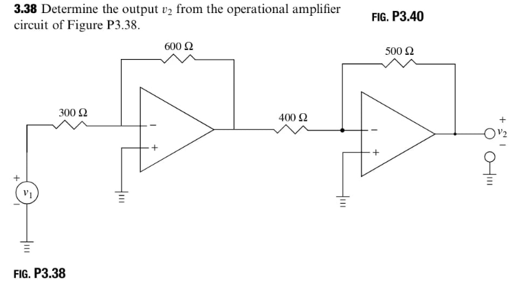 Solved 3.38 Determine the output v2 from the operational | Chegg.com