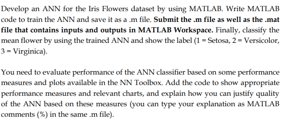 Solved Develop an ANN for the Iris Flowers dataset by using | Chegg.com