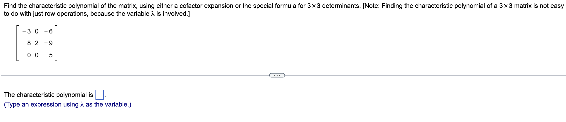Solved to do with just row operations, because the variable | Chegg.com