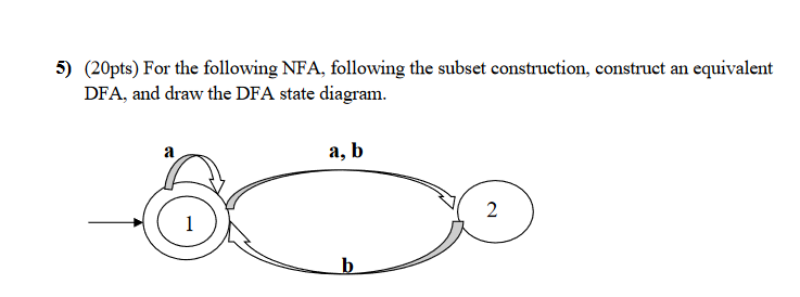 Solved 5) (20pts) For the following NFA, following the | Chegg.com