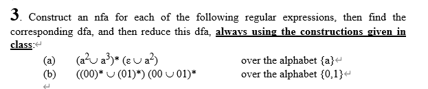 Solved 3. Construct an nfa for each of the following regular | Chegg.com