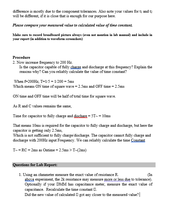 Solved Transient Response of RC Circuit Objective: Study the | Chegg.com