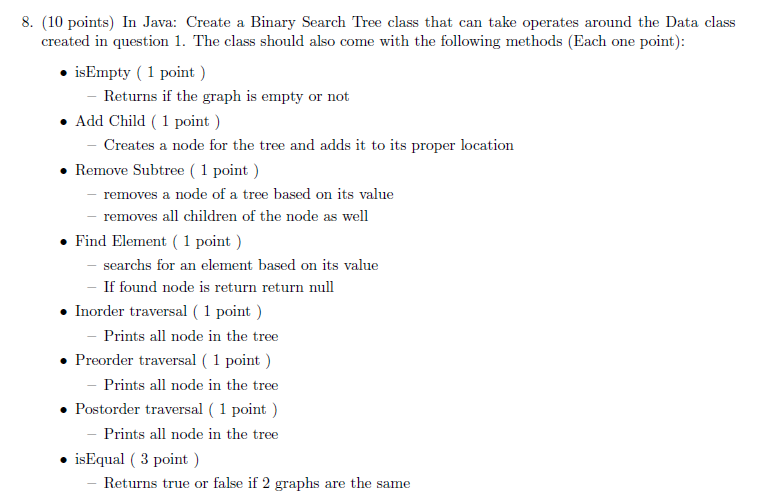 5. (16 points) In Java: Create a Graph class that can | Chegg.com