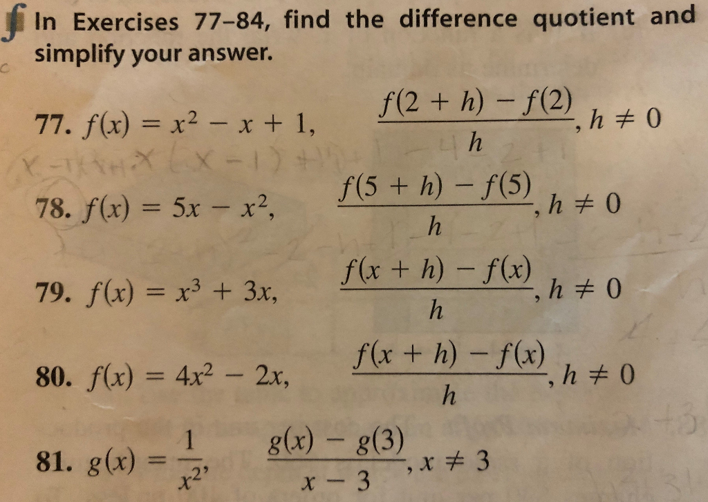 Solved In Exercises 77-84, find the difference quotient and | Chegg.com