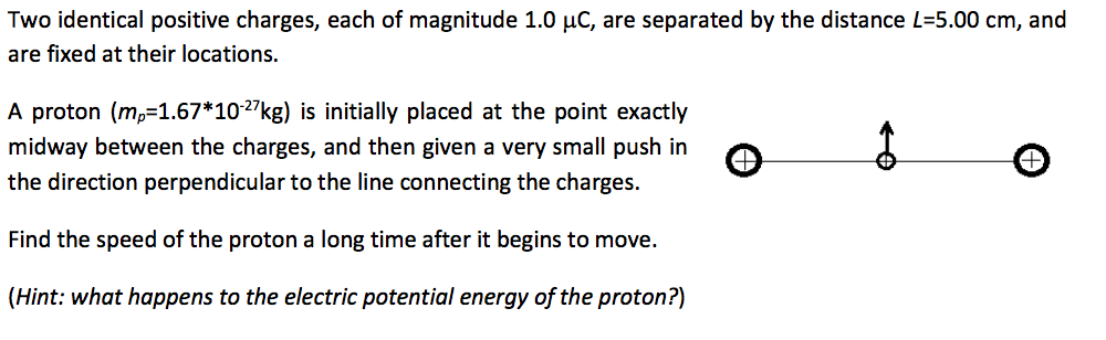 Solved Two identical positive charges, each of magnitude 1.0 | Chegg.com
