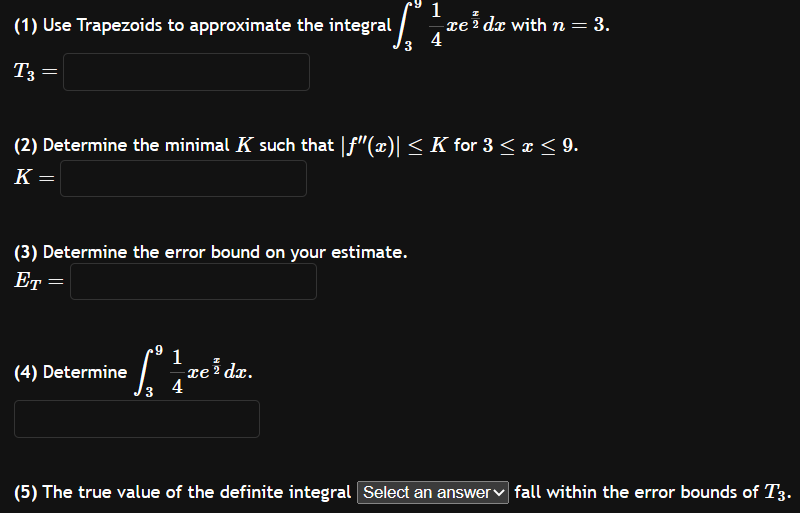 Solved (1) Use Trapezoids to approximate the integral | Chegg.com