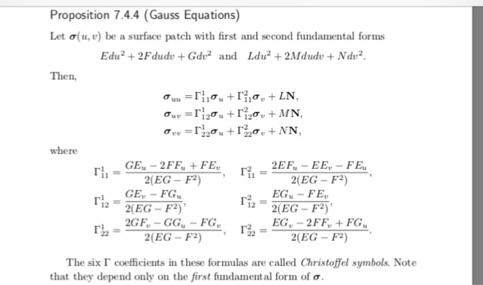 Differential Geometry Equations