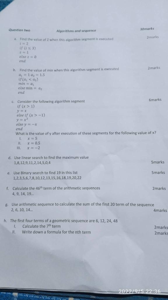 a. Find the value of Z when this algorithm segment is | Chegg.com