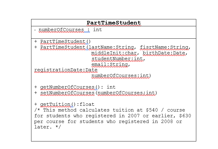 Solved Create Student Java Class, PartTimeStudent Java | Chegg.com