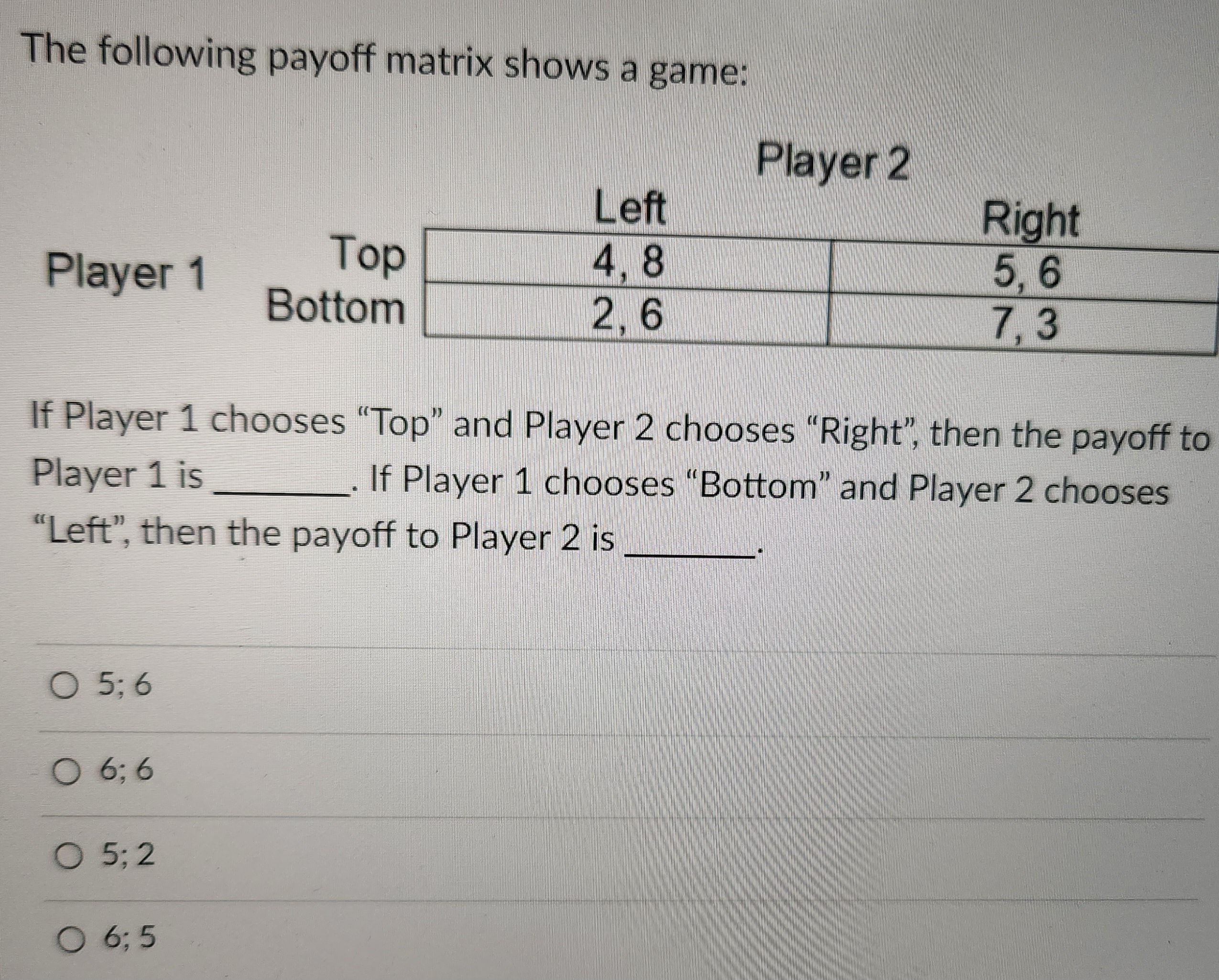 Solved The following payoff matrix shows a game: If Player 1 | Chegg.com