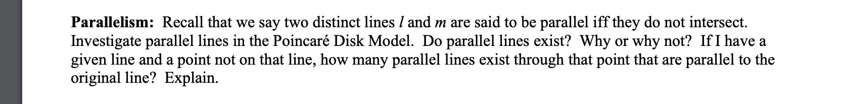 Solved Parallelism: Recall that we say two distinct lines l | Chegg.com
