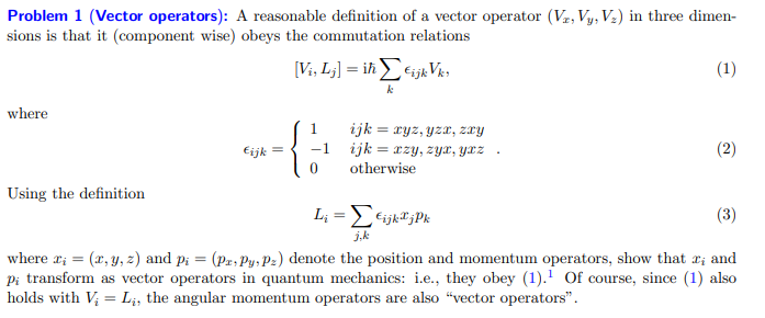 Solved Problem 1 (Vector operators): A reasonable definition | Chegg.com