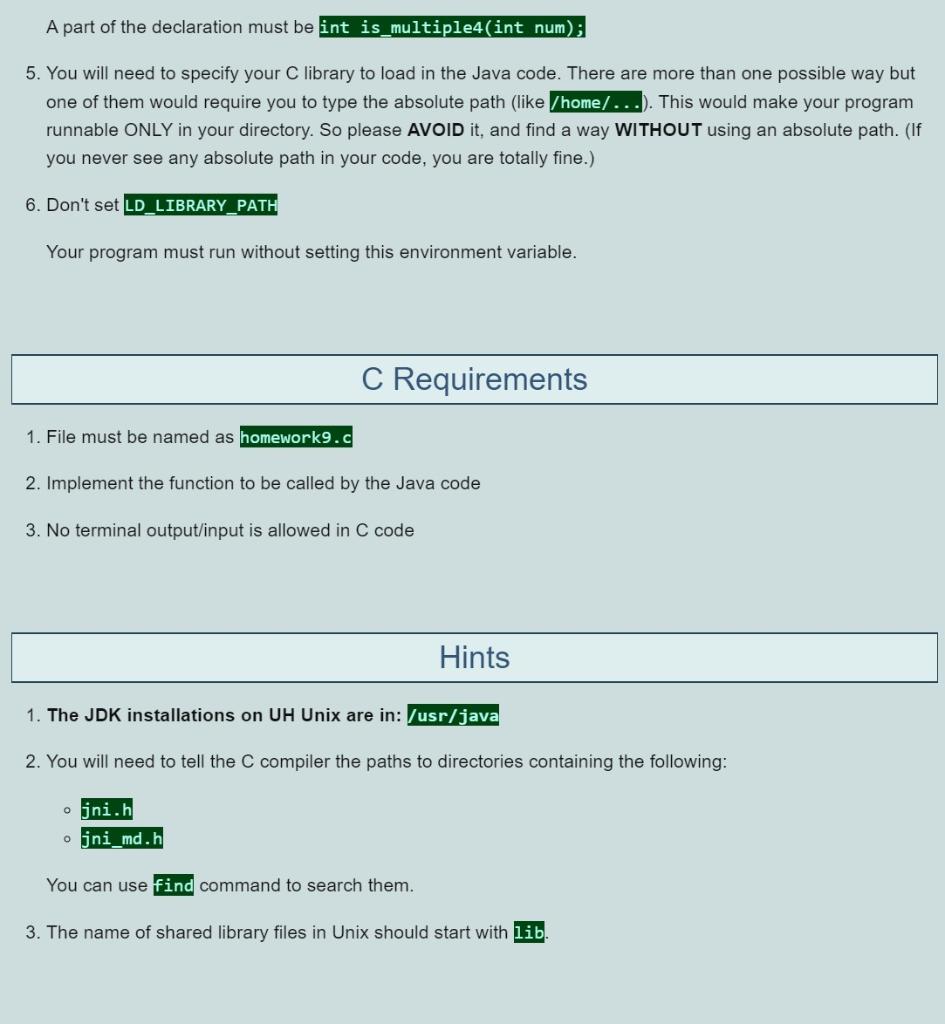 PROGRAM (Using javac and C compilers in UNIX) [EXTRA | Chegg.com