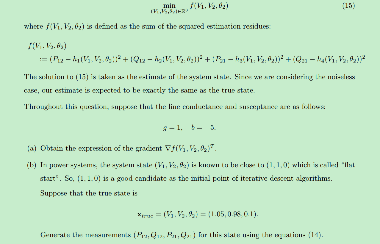 3. Application: Power System State Estimation (35 | Chegg.com