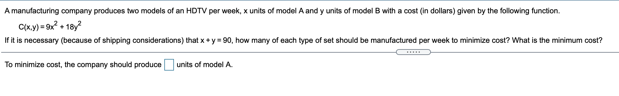 Solved Minimize f(x,y) = x² + y2 subject to - 8x + 6y = 150. | Chegg.com