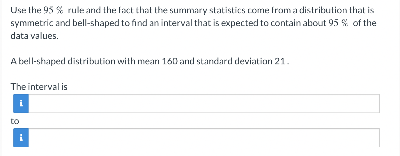 Solved Use the 95% rule and the fact that the summary | Chegg.com