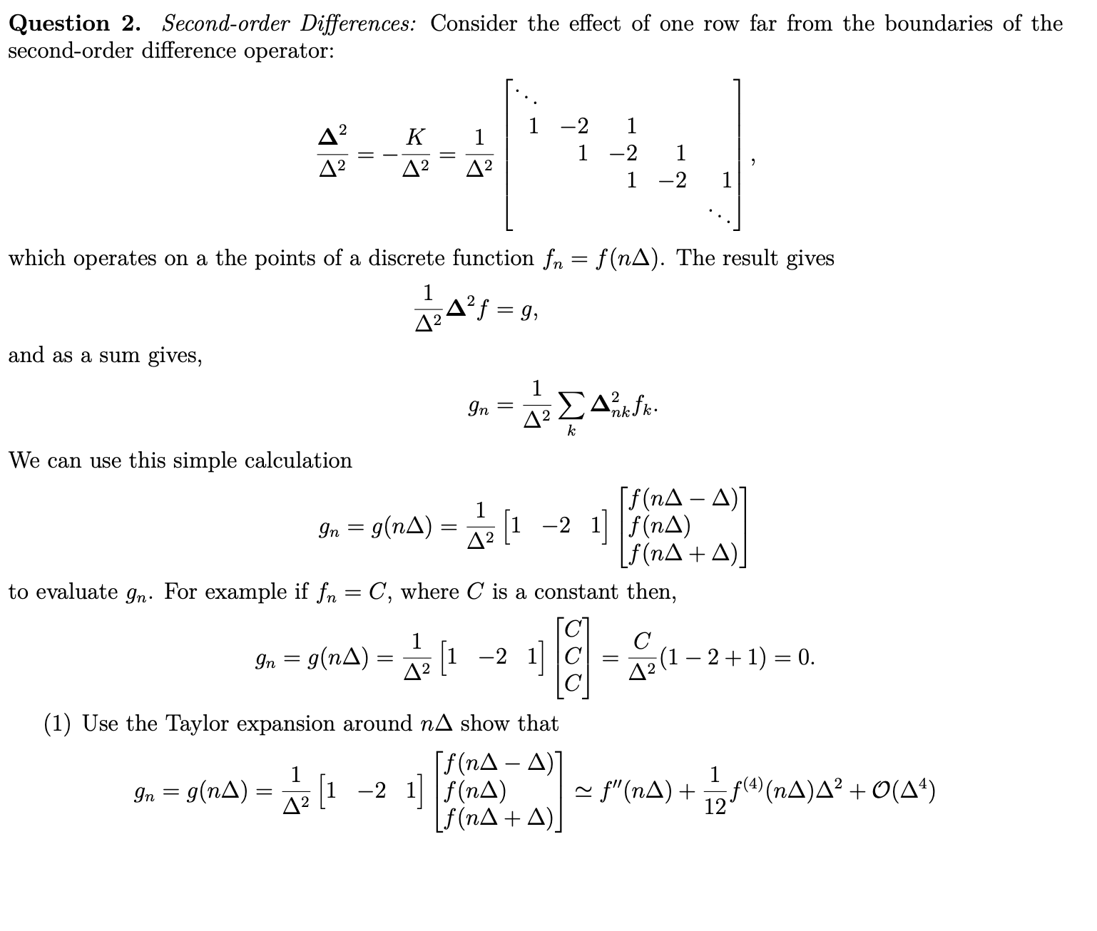 Solved Question 2. Second-order Differences: Consider the | Chegg.com