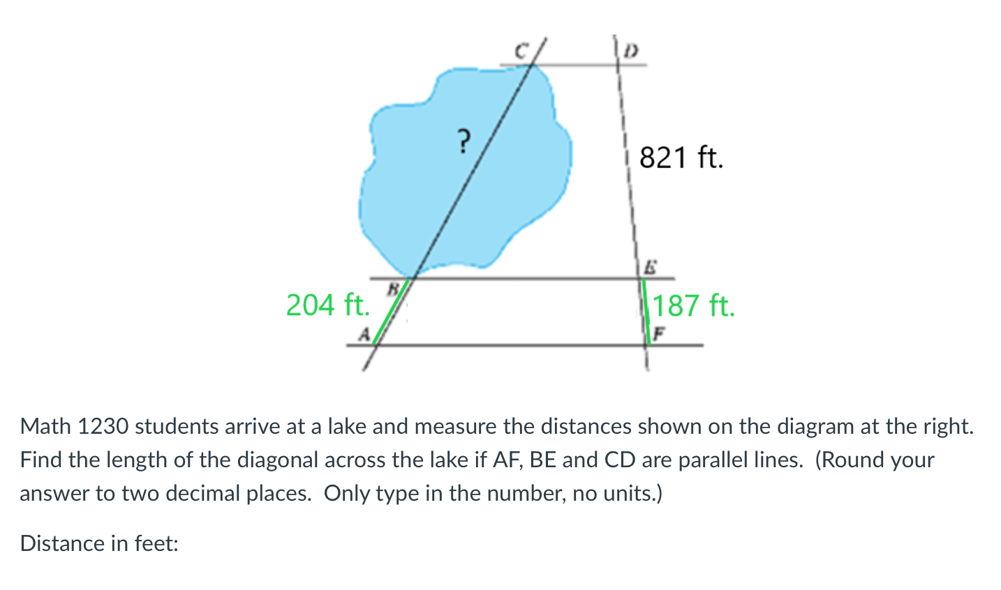 Solved 821 ft. 204 ft. 187 ft. F Math 1230 students arrive | Chegg.com