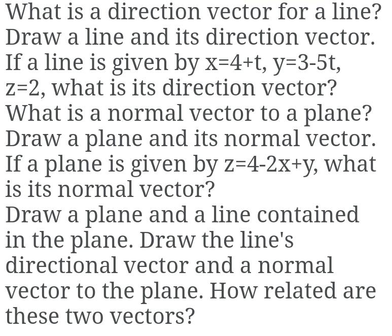 Solved What is a direction vector for a line? Draw a line | Chegg.com