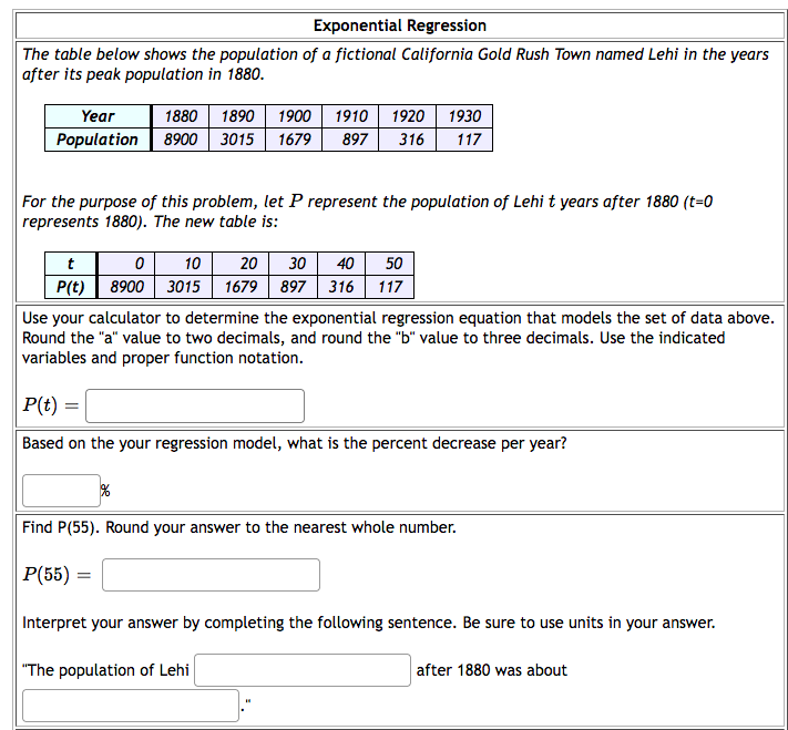 Solved The table below shows the population of a fictional | Chegg.com